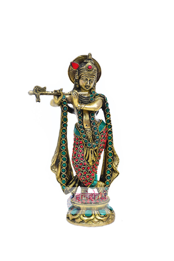 Shop Brass Krishna with Stone Work – Srishti